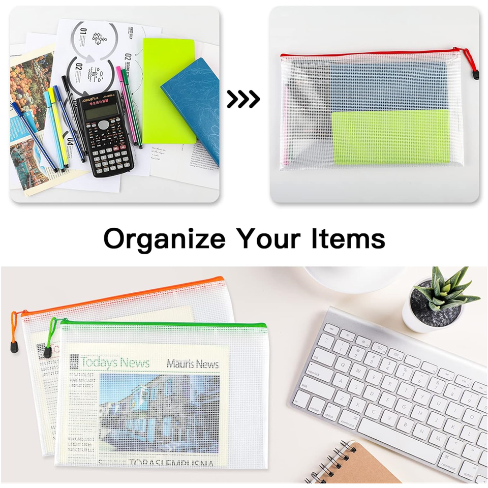 20Pcs A4 Plastic Zip Lock Wallets - Document File Folders for Paper ...