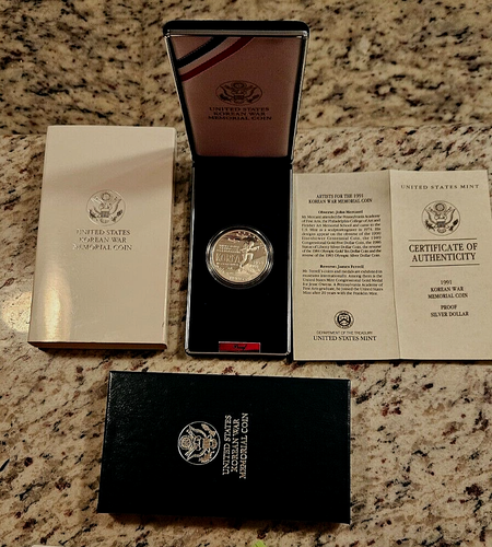 1991 Proof Korean War Veteran Silver Commemorative Dollar $1 US Proof ...