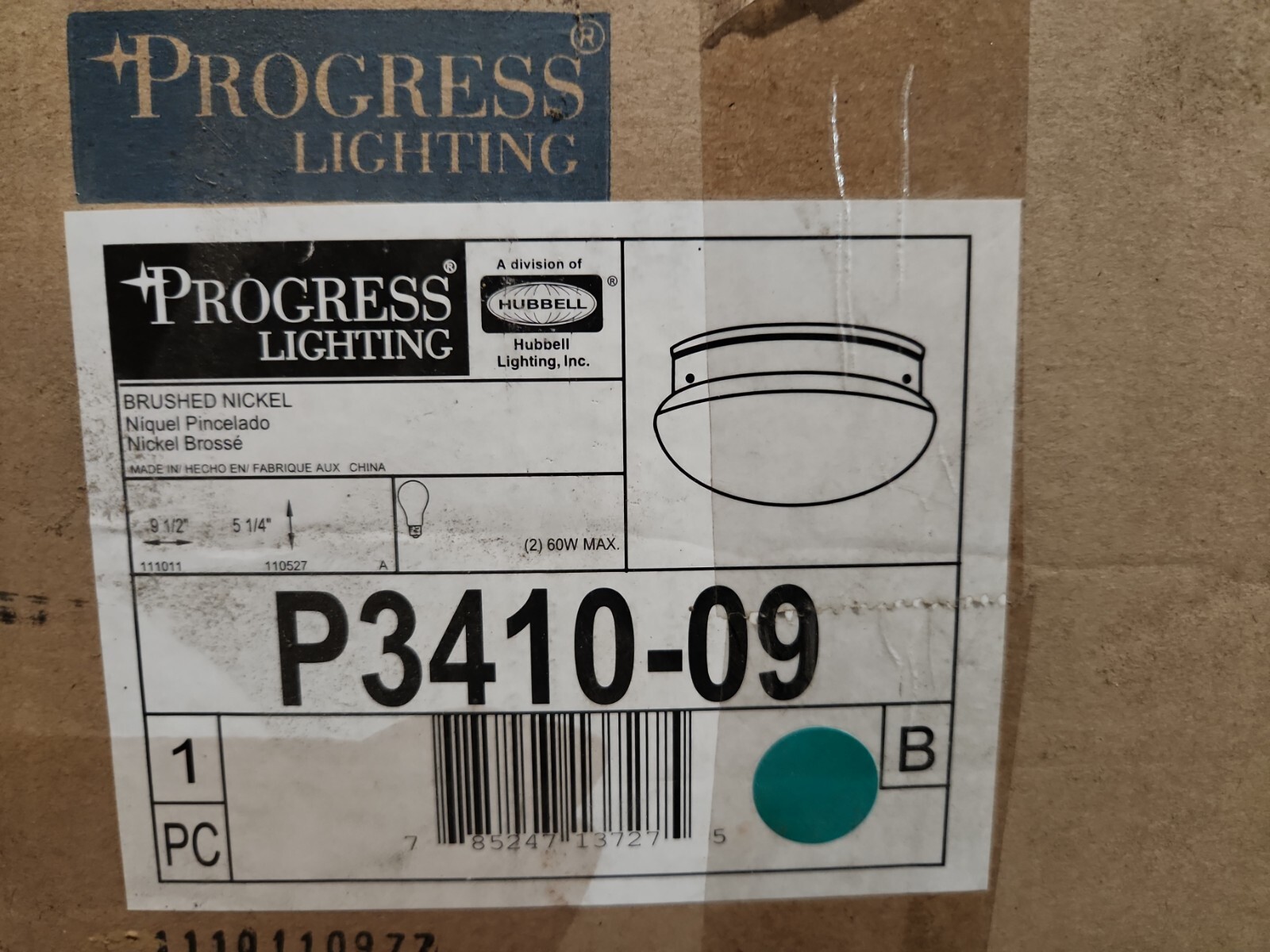 Progress Lighting P3410-09 2-Light Close-To-Ceiling Fixture, Brushed ...