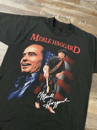 Vintage Merle Haggard Short Sleeve Cotton Black Full Size Unisex Shirt ...