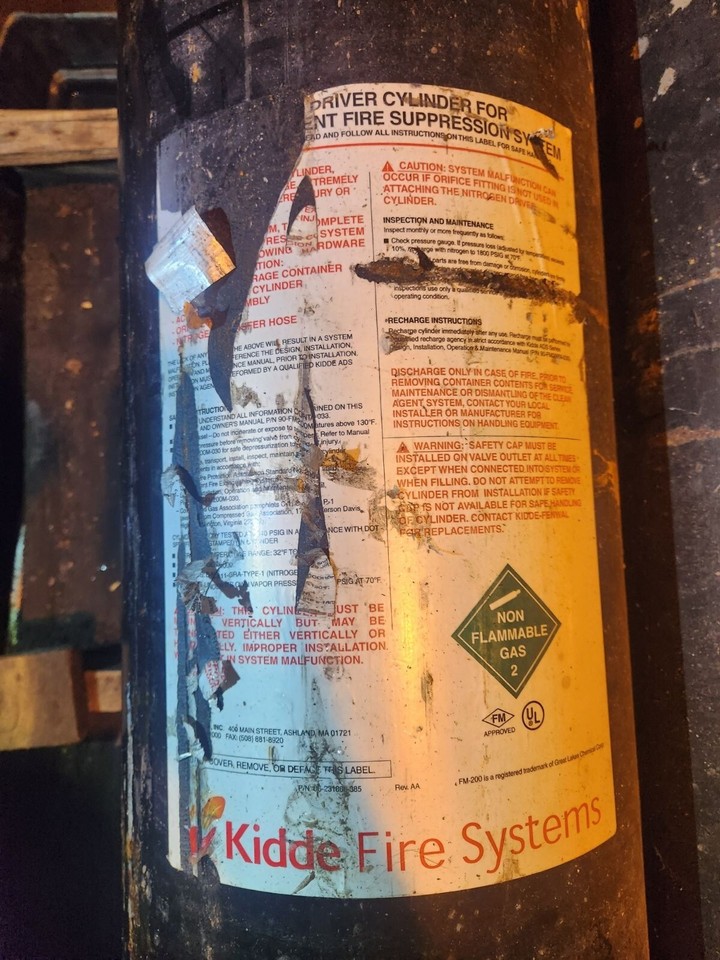 Kidde Fenwal Fire Suppression Systems Nitrogen Driver Cylinder ADS ...