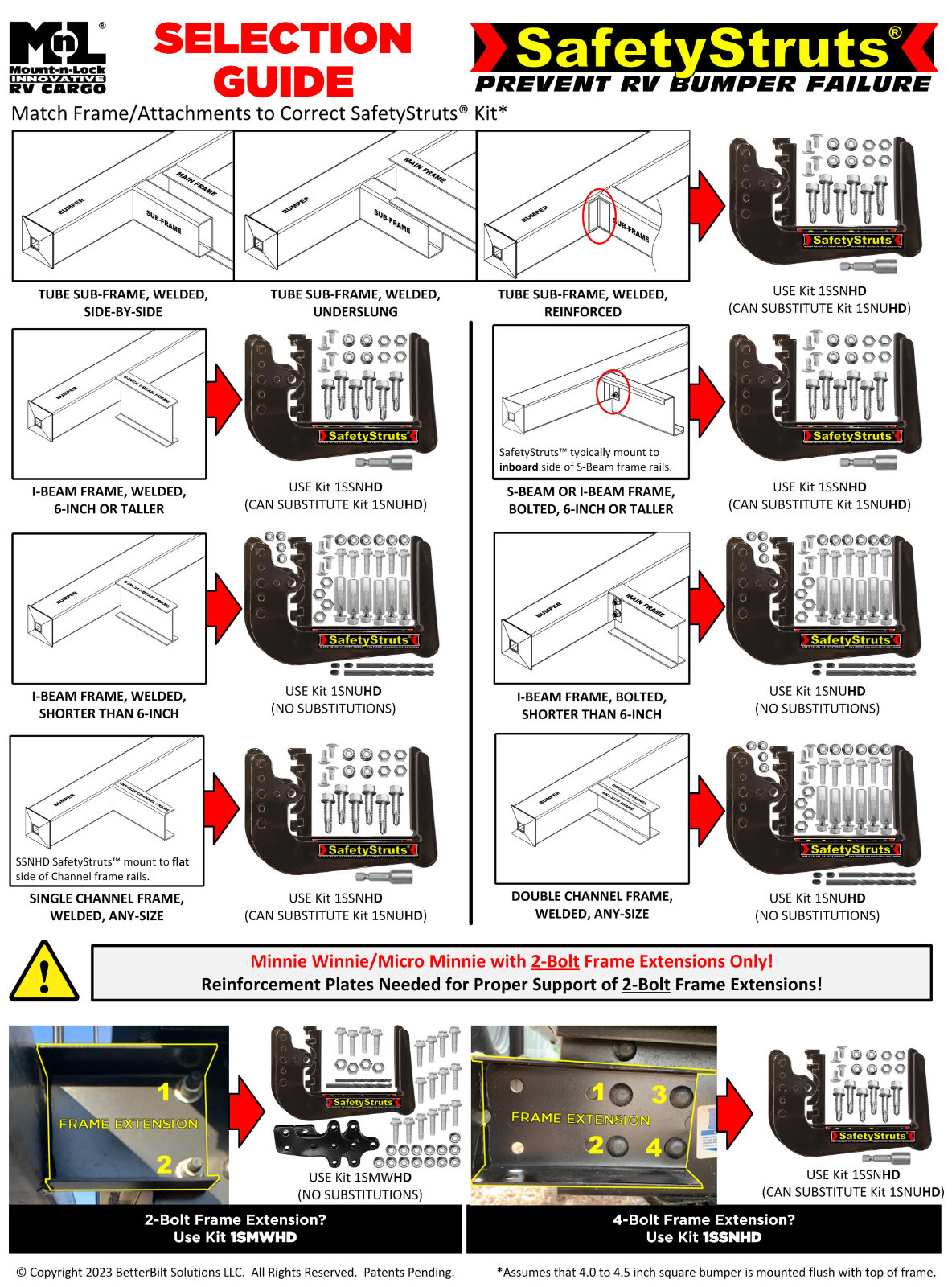 Mount-n-Lock® SafetyStruts® Heavy Duty RV Bumper Brackets (1SSNHD ...
