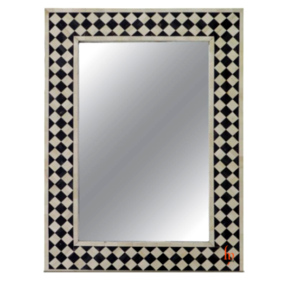 Handmade Bone Inlay Geometric Pattern Mirror Frame with Free Mirror for ...