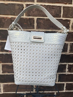NWT $495 Brahmin Mayfield Collection Shell White Shira Bucket Bag ...