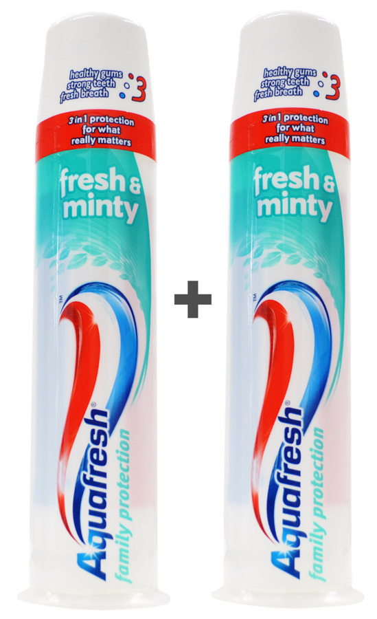 2 AQUAFRESH Fresh & Minty Pump Toothpaste 3in1 Protection 100ml | eBay