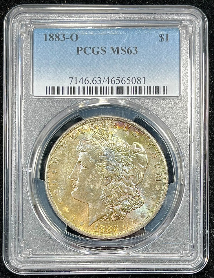 1883-O PCGS MS63 Morgan Silver $1 - Lovely Multicolor Rainbow Toning ...