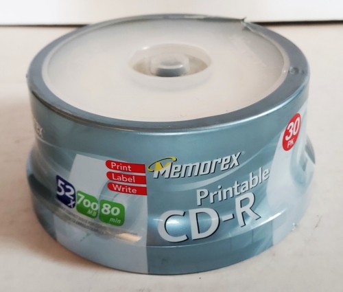 30pk Memorex Printable 52X 700MB 80min CD-R Print/Label/Write (NEW) | eBay