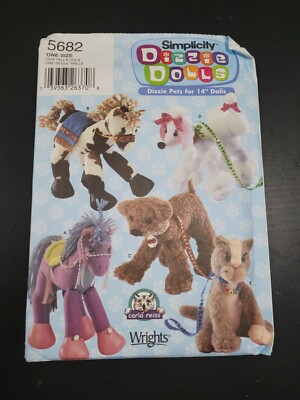 SIMPLICITY HORSE DOG POODLE CAT DOLL PATTERN 5682 SIZE 14" FREE ...