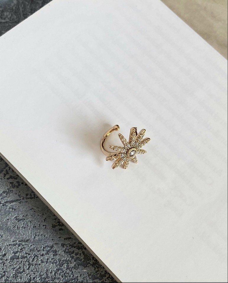 Sun Ear Cuff 18k Gold Plated Gold Color Magnificent Craftmanship | eBay