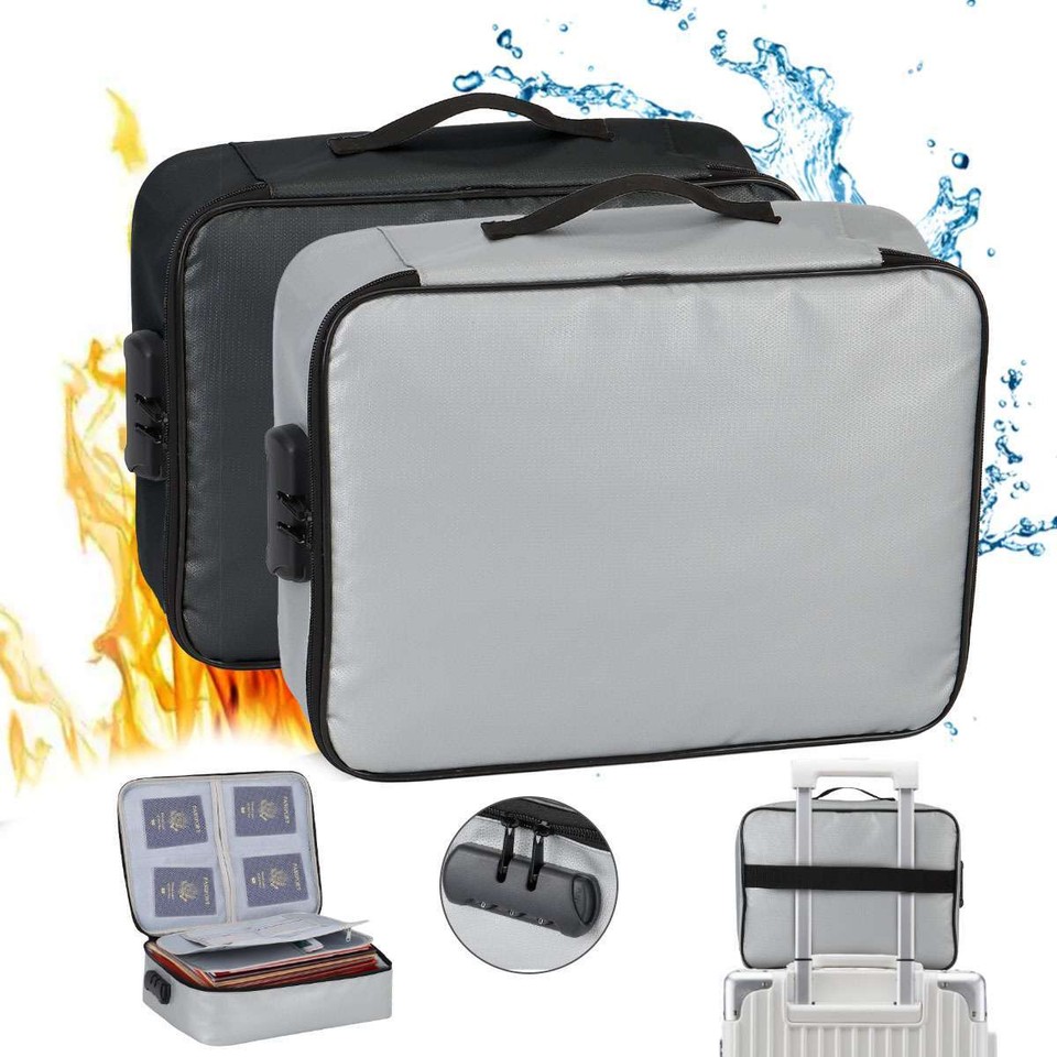 Fireproof Document Box 2000℉ Fireproof & Waterproof Document Bag with ...