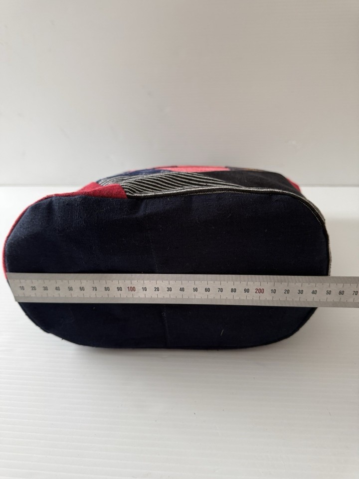 Japanese Red & Navy Blue Patchwork Tote Bag - Pink Pattern Cotton ...