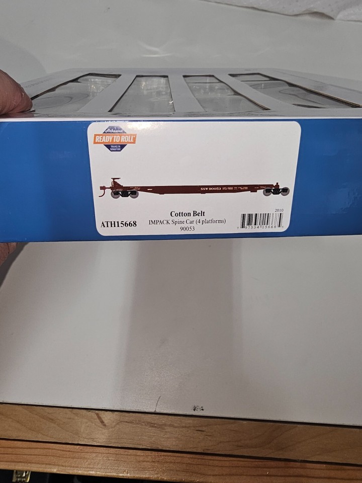 Athearn 15668 HO Scale Cotton Belt IMPACK 4 Platform Spine Car Set ...