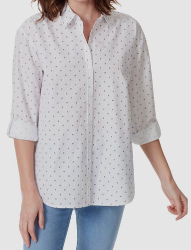 $48 Gloria Vanderbilt Women's White Amanda Button-Up Top Size L | eBay