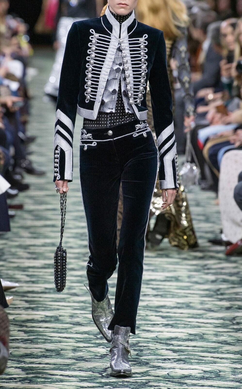 New Paco Rabanne Black Velvet & Silver Braid Military Jacket | eBay