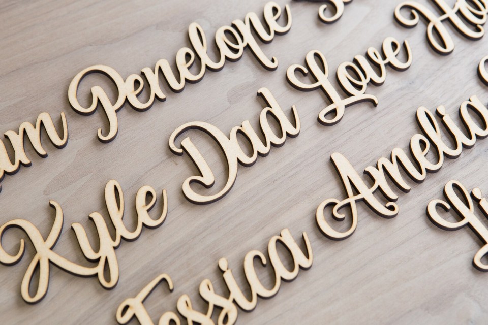 Personalised Script Child's Names & Words Wedding Wooden Names MDF Art ...