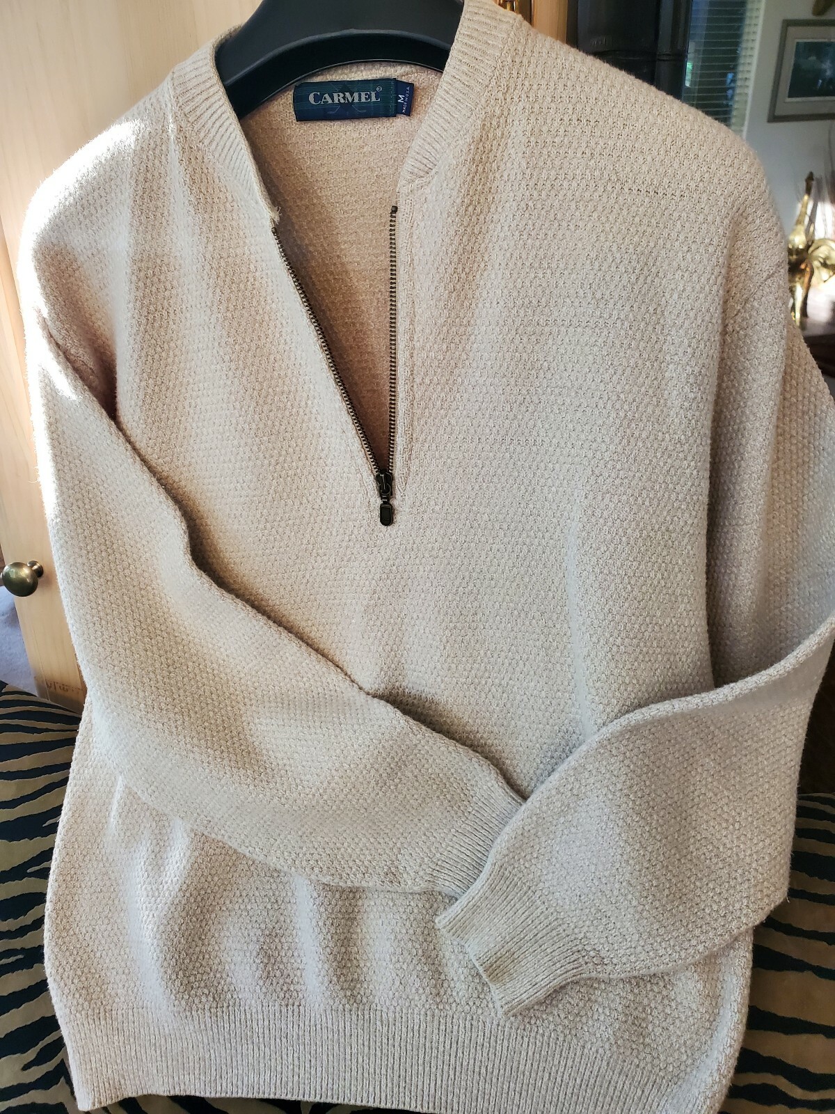 CARMEL Men's Knit Stretchy Sweater 1/2 Zip Pullover M… - Gem