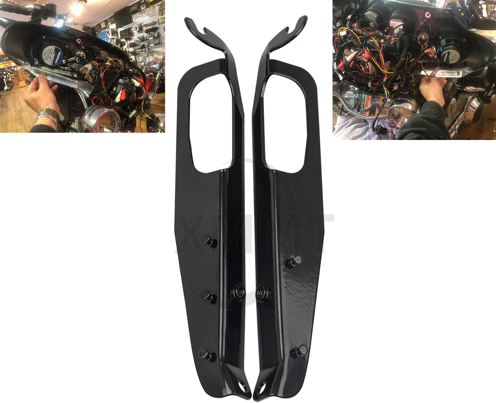 1 Pair Heavy Duty Black Inner Fairing Support Brackets Plate For Harley ...