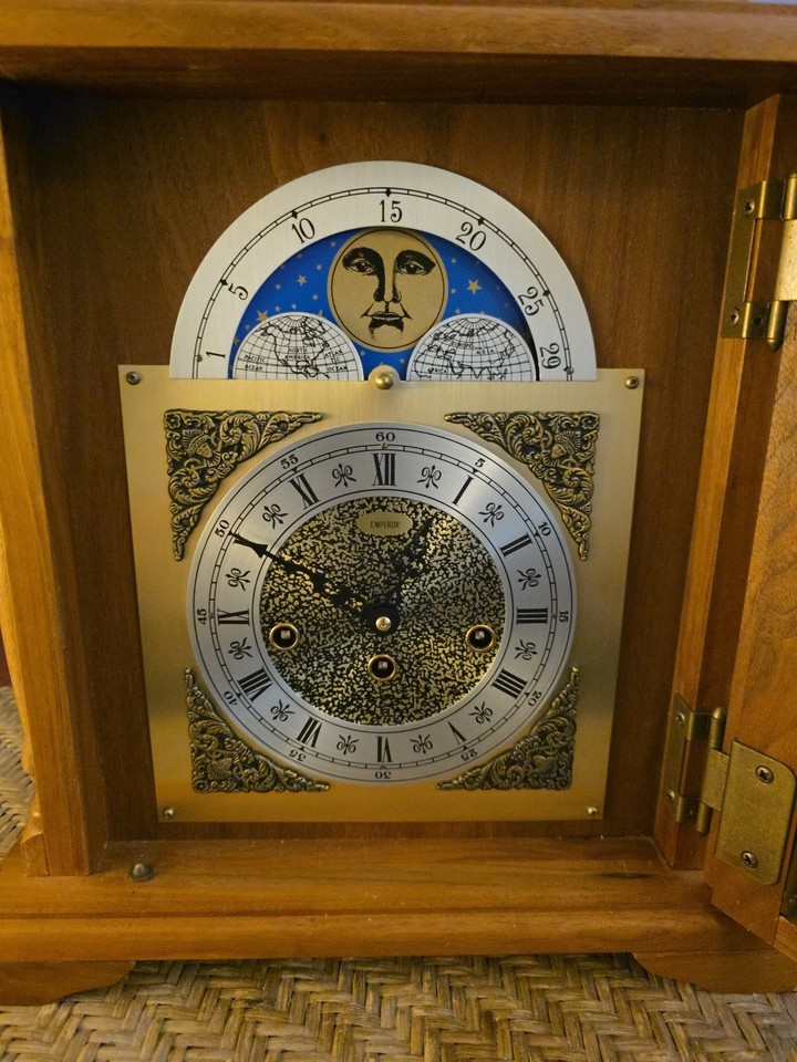 Moon Phase Emperor oak/walnut mantel clock | eBay