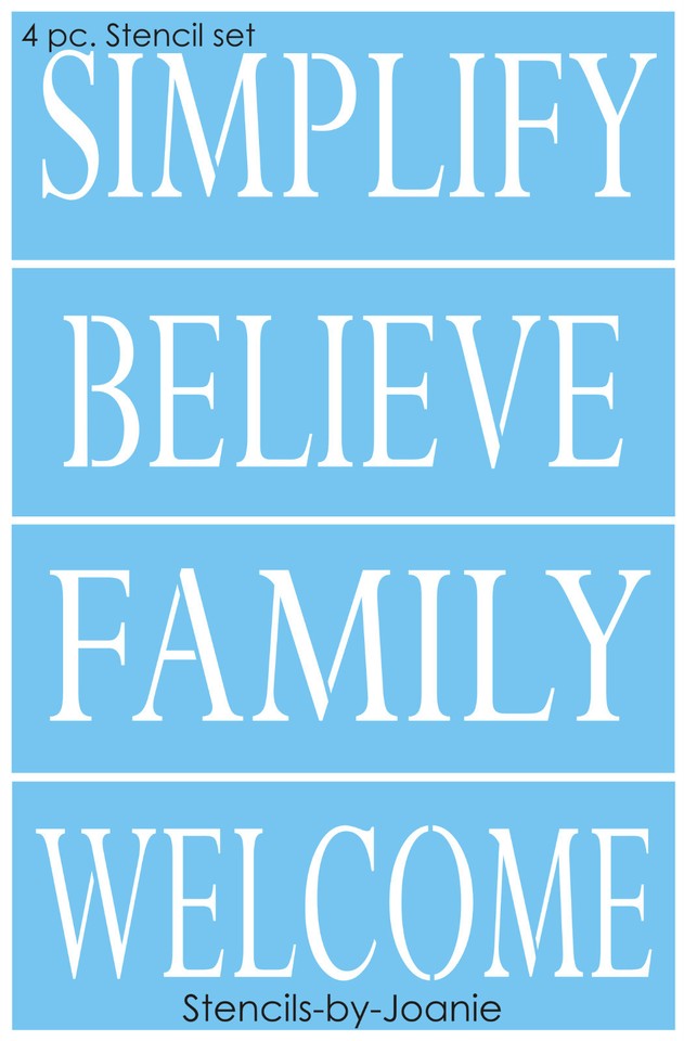 4 pc Stencil Simplify Believe Family Welcome Country Prim Home DIY Art ...