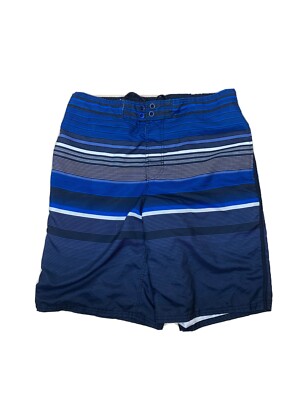 Ocean Pacific Swim Trunks Mens Medium Blue Striped slash Pockets Board ...