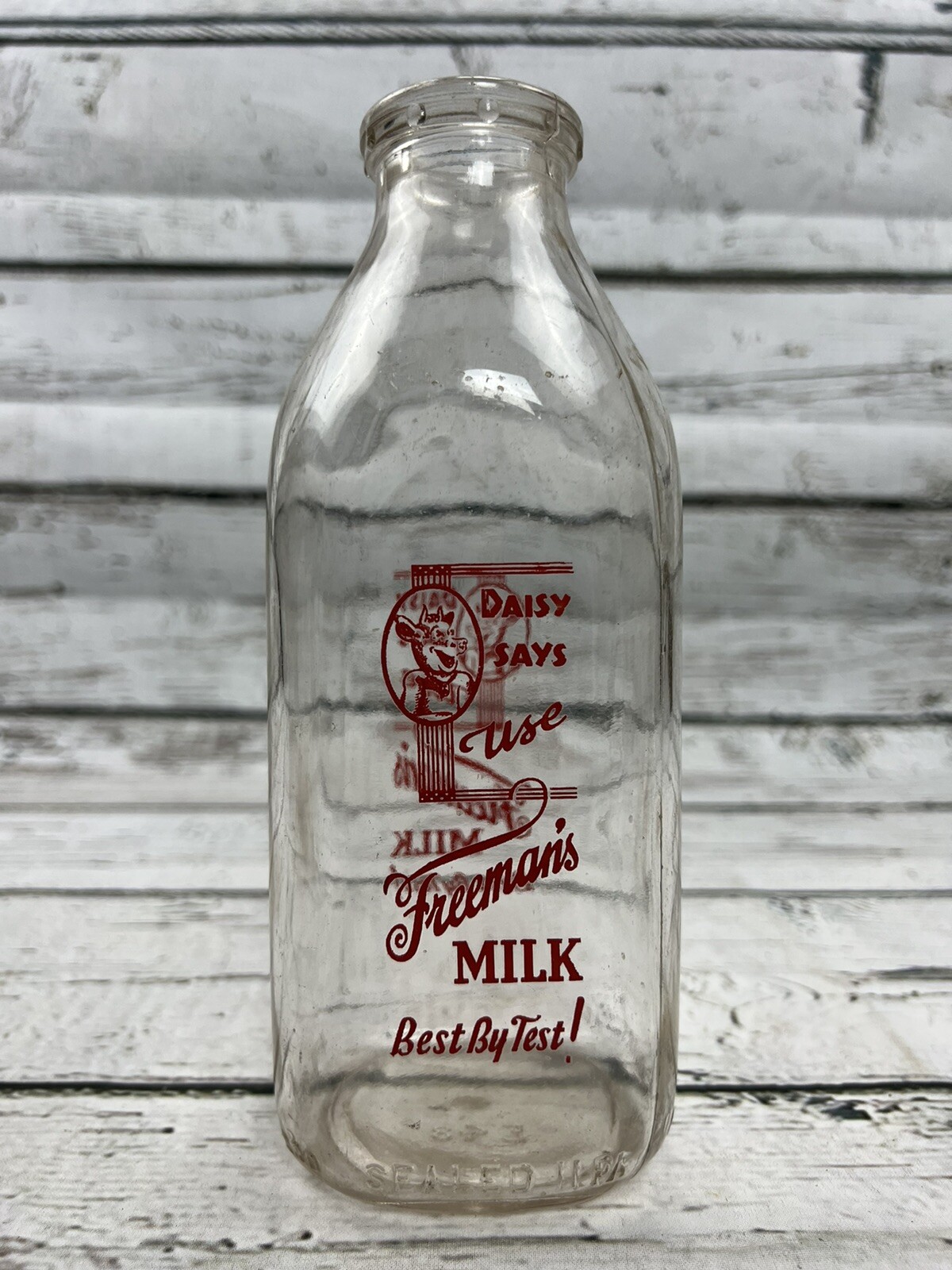 Vintage Freemans Dairy "Best By Test!" Quart Milk Bottle - Allentown PA ...