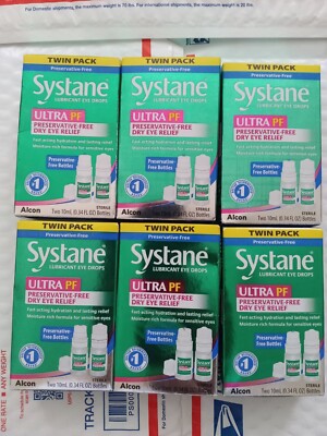 6x Systane Ultra PF TWIN PACKS- Eye Drops 2x 10mL Bottles Ea ...