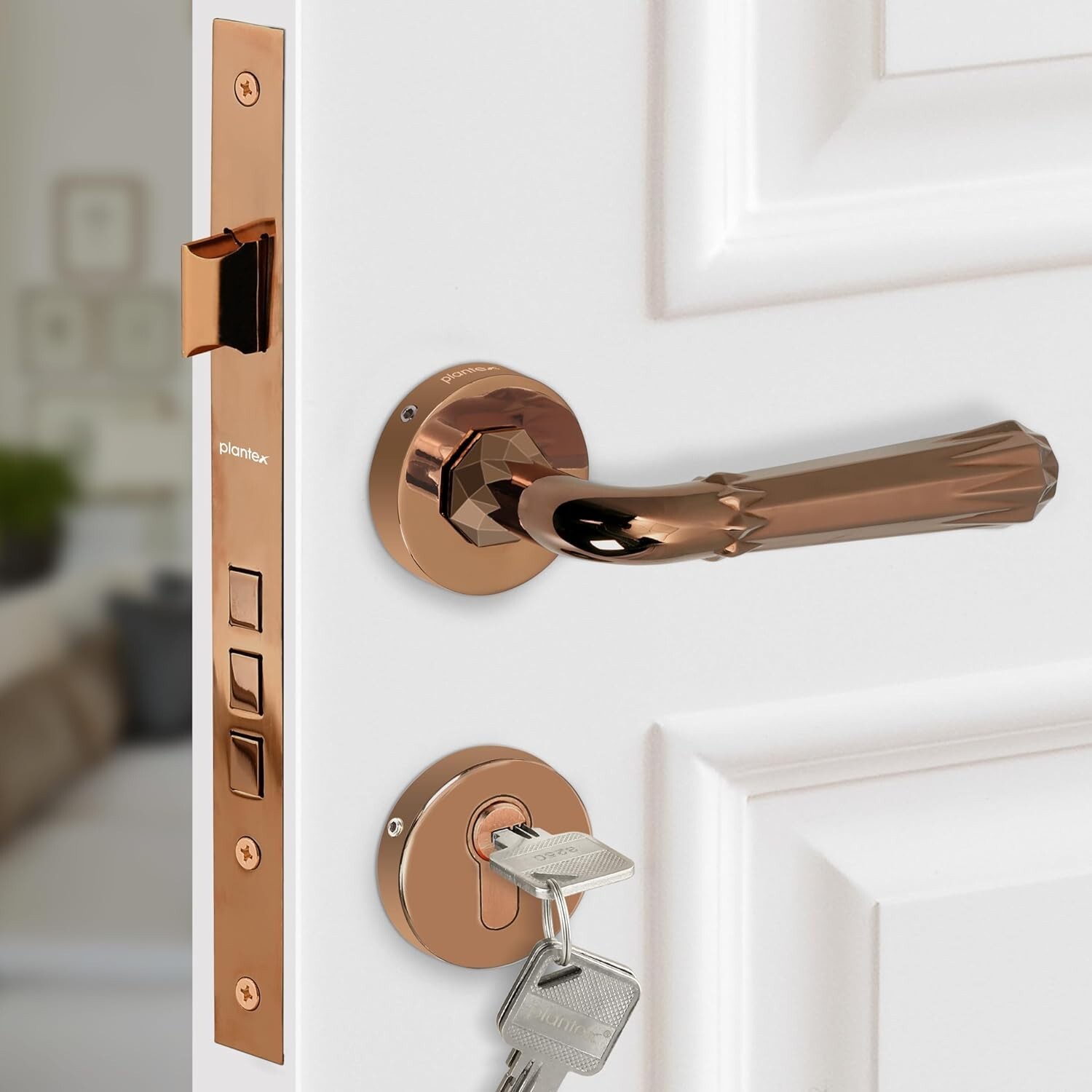 Diamond Design Mortise Main Door Lock Handle Set With 3 Brass Key. Set ...