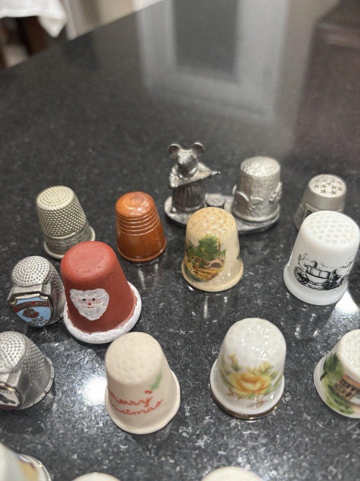 Vintage Lot Of 36 Thimbles A Mix Porcelain/metal/Ceramic | eBay