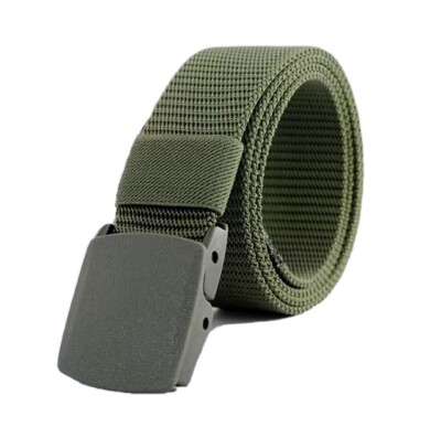 Woven Nylon Canvas Belt 1pc Army Green Plastic Breathable Military Belt ...