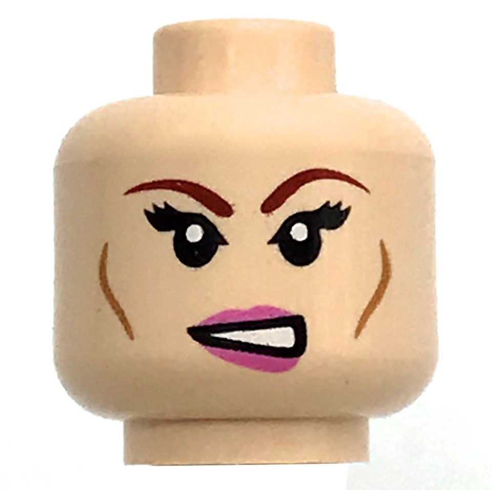 LEGO NEW LIGHT FLESH MINFIGURE HEAD FEMALE GIRL DUAL SIDED PINK LIPS ...