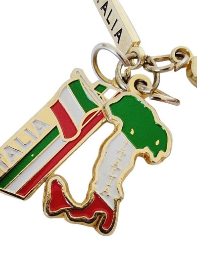 Italy Keychain Italia Country Map Flag Silvertone Metal Enamel Souvenir ...