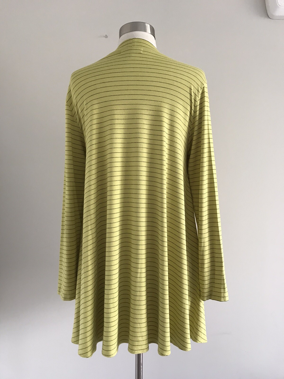 COMFY USA STRETCHY FULL ZIP STRIPED JERSEY LONG SLEEVE A-LINE SHIRT TOP ...