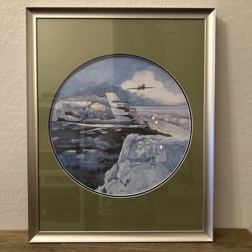 1986 Leon Basler Signed & Numbered Print - B-52 Bomber Over Mount ...