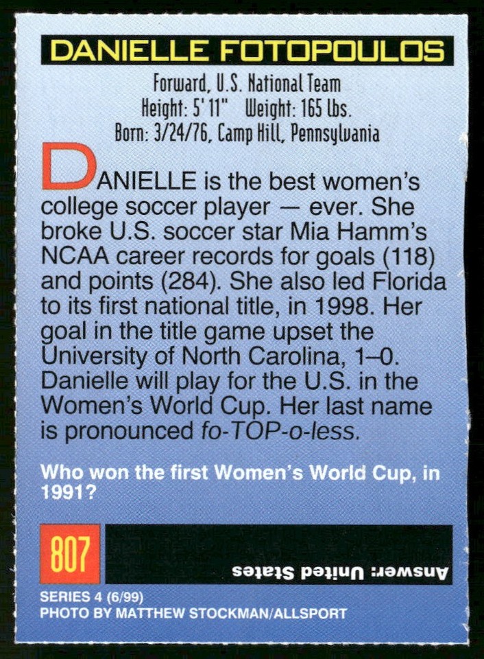 1999 Sports Illustrated for Kids #807 Danielle Fotopoulos | eBay