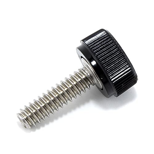#6-32 x 1/2" Thumb Screw Stainless Steel - Black Knurled Round Plastic ...