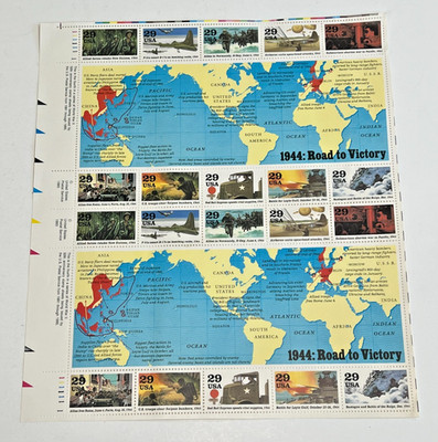 U.S. Postage ~ WW2 1944: Road to Victory ~ Sheet of 20 Stamps ~ New ~ c ...