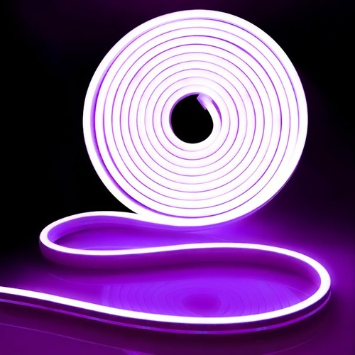 12V Purple LED Strip Lights 16.4FT, Flexible Silicone Neon Rope Light ...