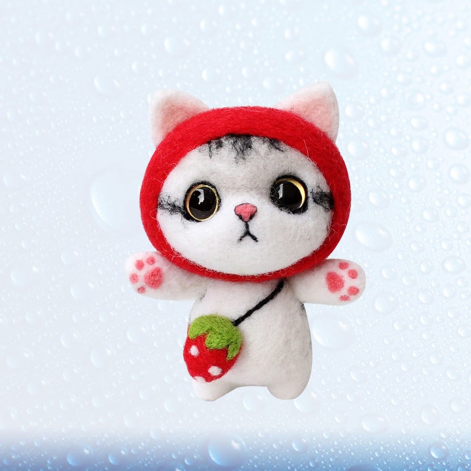 Plush Cat Doll Needle Felting Kit Wool Felt Needling Set for Kids Hand ...