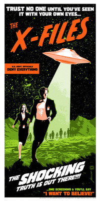 Mulder Scully Classic Sci-Fi Horror Movie Poster Style Silk Screen X ...