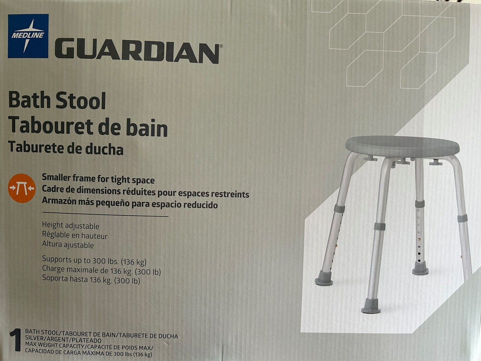 Medline Durable Round Shower Stool Aluminum Frame 300 lb. Capacity ...
