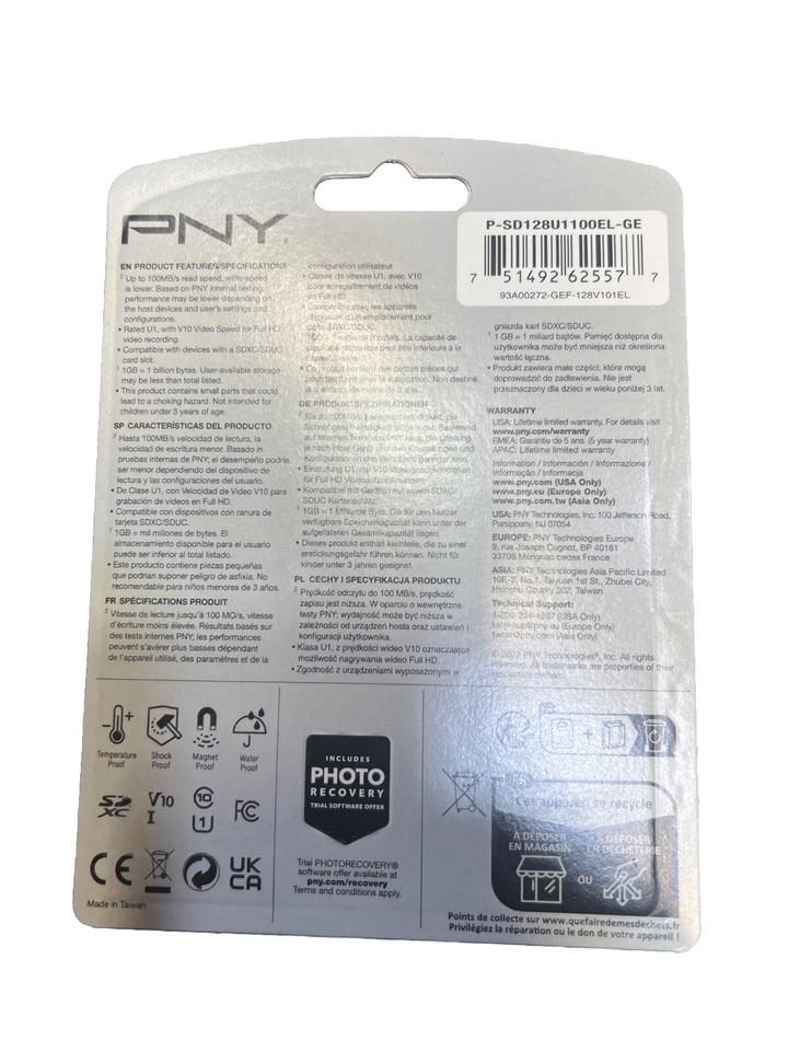 PNY 128 GB 100 MB/s UHS-I Elite SDXC Flash Card Full HD Video | eBay
