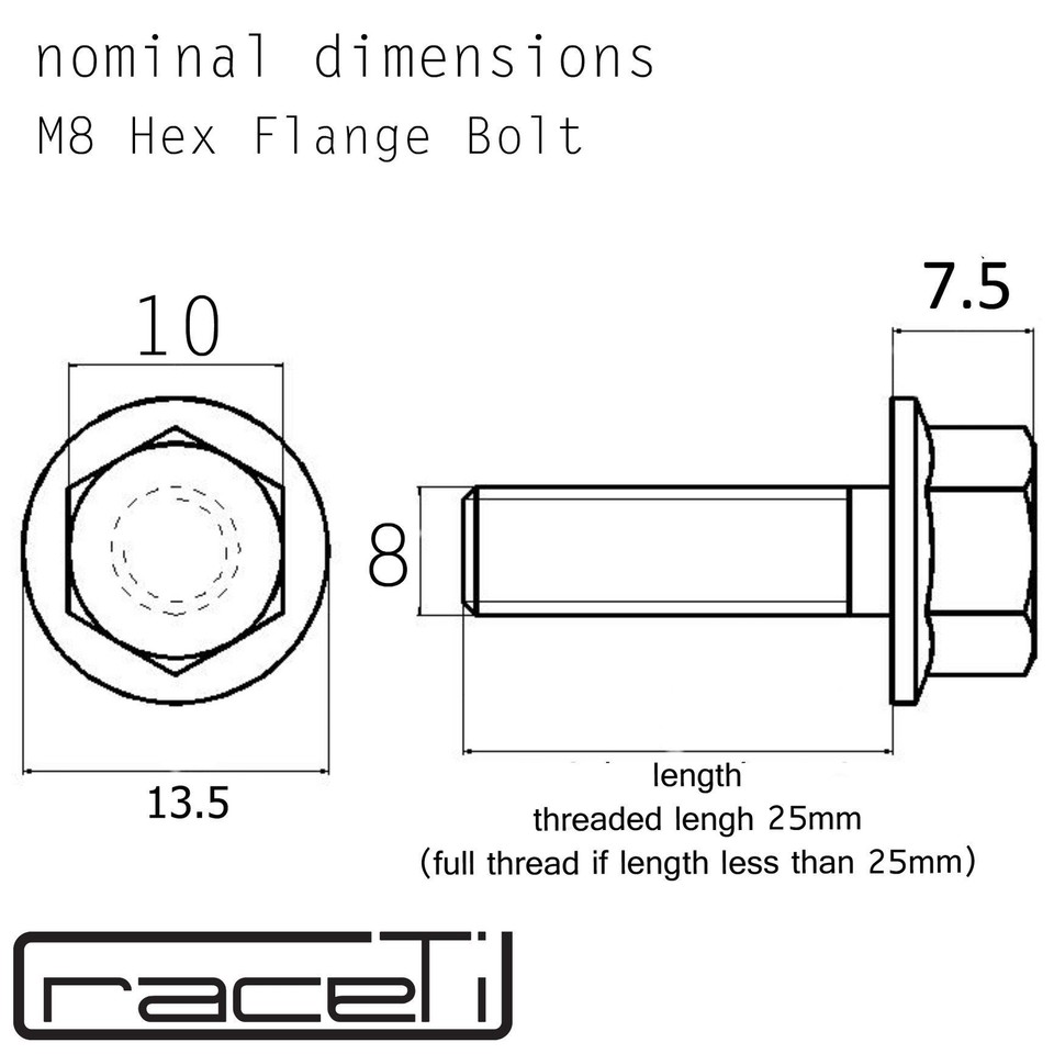 M8 100mm Titanium Hex Head Flange Bolt 100 mm Ti Gr 5 CNC rolled ...