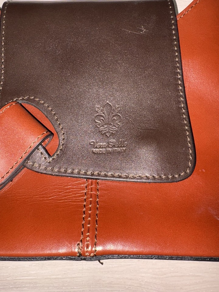 Vera Pelle, Italian Leather Crossbody Shoulder Bag Made In Italy, Red ...