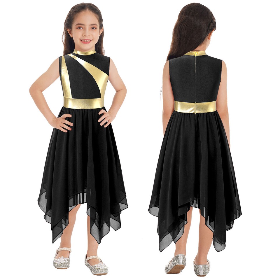 Girls Worship Costume Liturgical Praise Dance Dress Metallic Lyrical ...