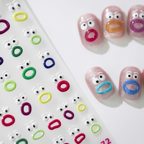 Kawaii False Nails Sticker Mouth Press On Nail Art Sticker Peelable ...