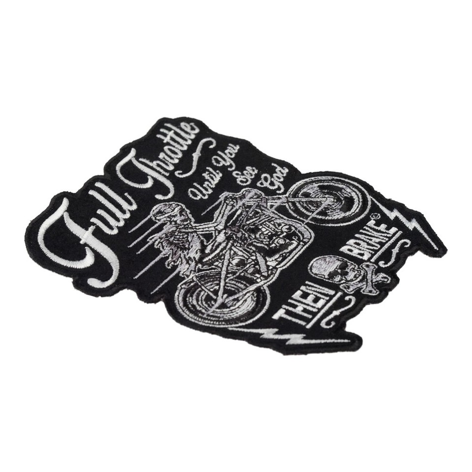 Full Throttle See God Riding Skeleton Patch, Biker Back Patches | eBay