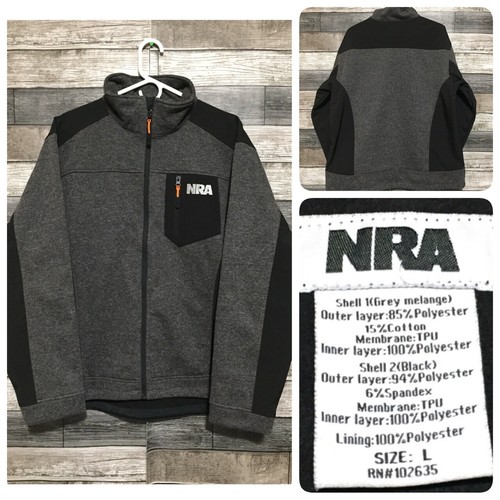 NRA Jacket Men’s L Gray Black Full Zip Softshell Zipper Pockets C4 | eBay