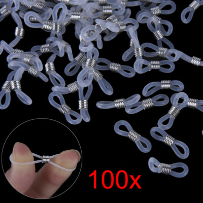 100Pcs Eye Glasses Spectacle Chain Strap Holder Rubber Loop Ends DIY ...