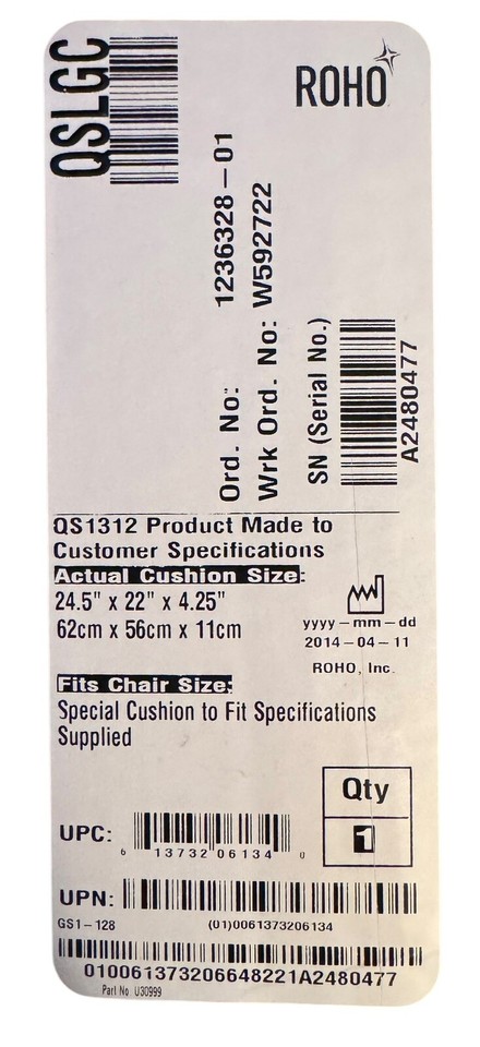 ROHO Select Wheelchair Cushion COMPLETE In Box w/manual & Heavy duty ...