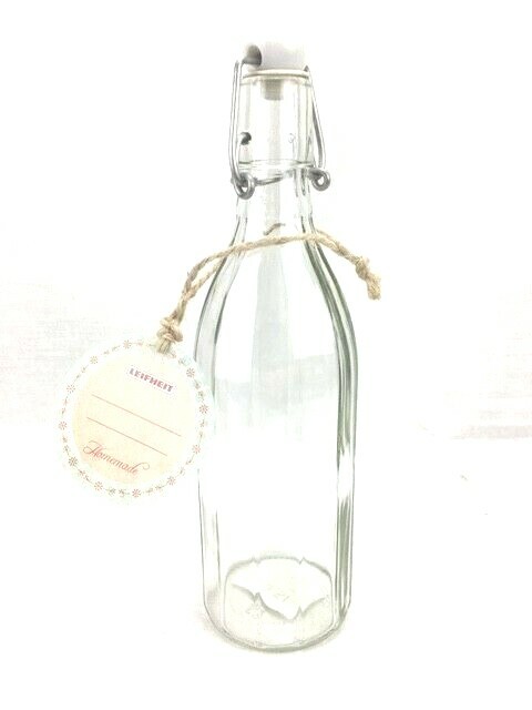 Leifheit Reusable 500ml Glass Bottle With Shackle Lock Stopper Durable ...
